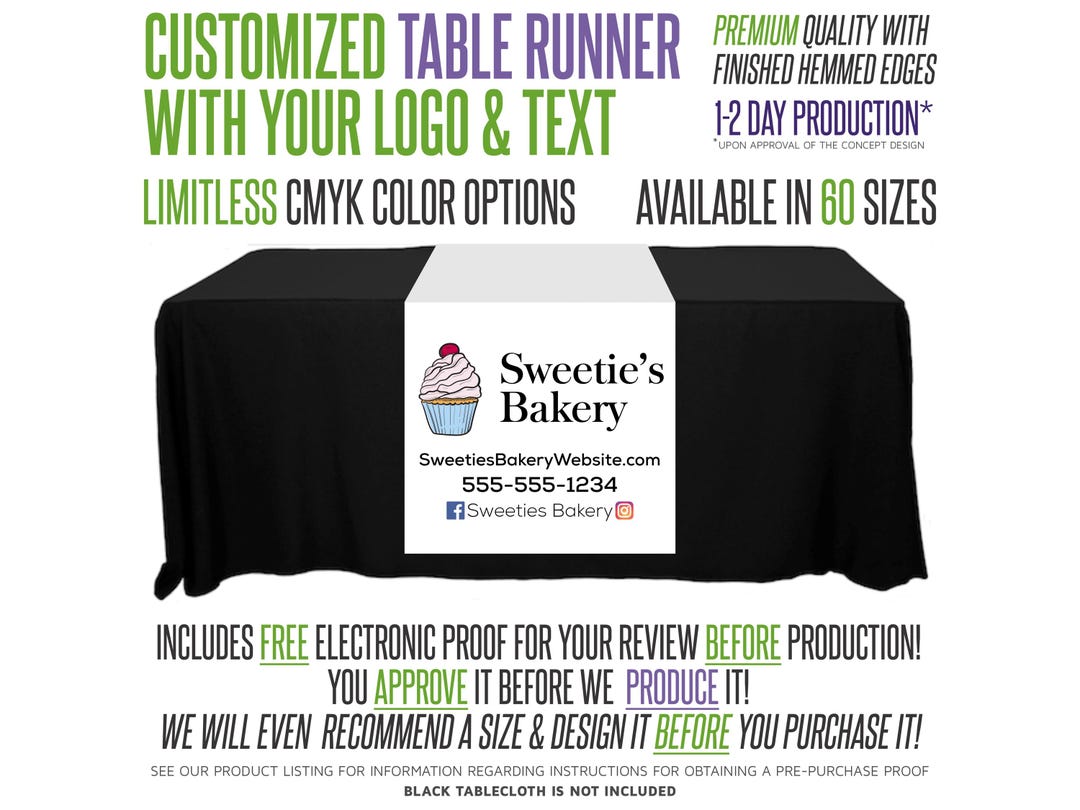 Custom Full Color Table Runner With Free Proof & 60 Size Options ...