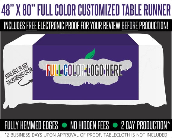 Full Color Table Runner With Your Logo ANY COLOR 48 | Etsy