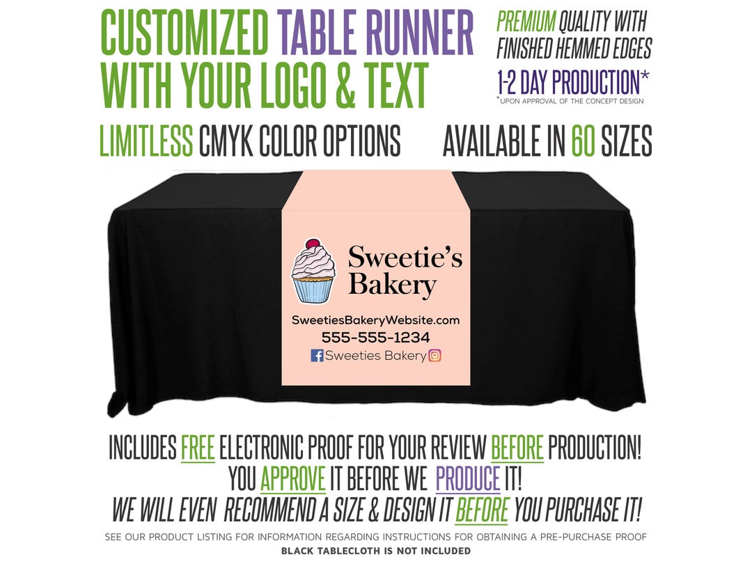 Custom Full Color Table Runner With Free Proof & 60 Size Options ...