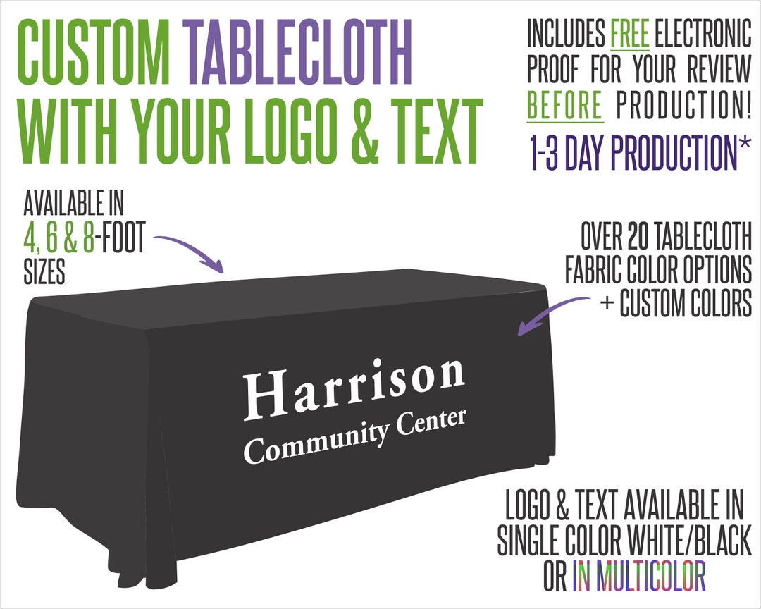 Your Logo Custom Tablecloth With Logo and Fabric Color Options ...