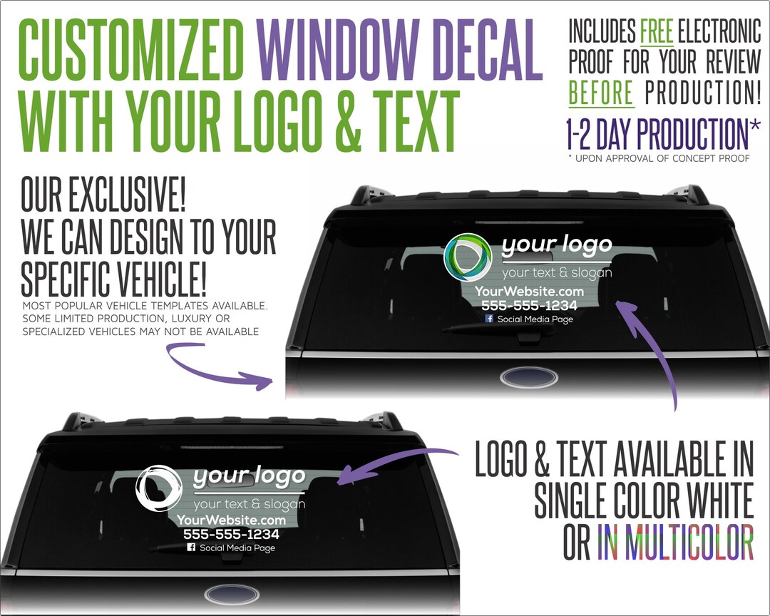 Professional Grade Custom Logo Decal With Custom Name, Website, Text - Etsy