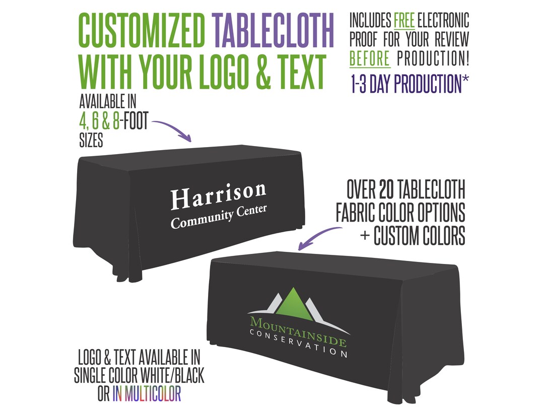 Your Logo Custom Tablecloth With Logo and Fabric Color Options ...