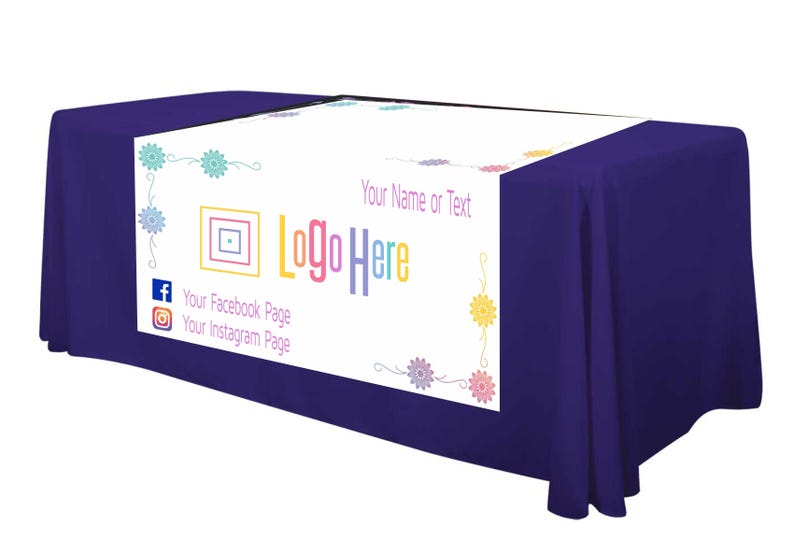 Full Color Table Runner with Your Logo in a Flower Styled | Etsy