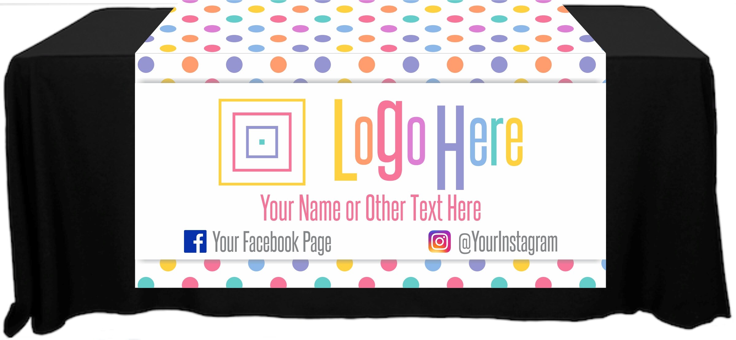Full Color Table Runner With Your Logo in a Polka Dot Style - Etsy