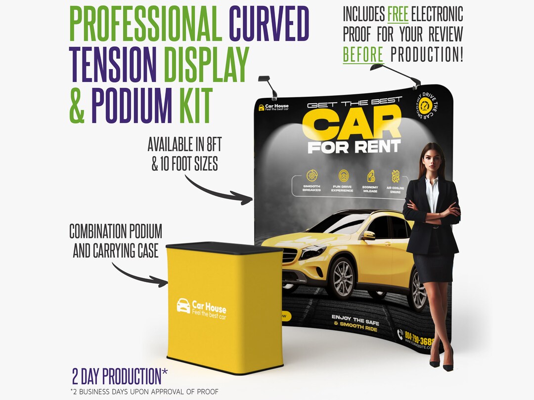 Custom Curved Tension Fabric Display System & Podium Kit Full Color ...