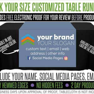 Real Estate Pick-a-size Custom Full Color Table Runner - Etsy