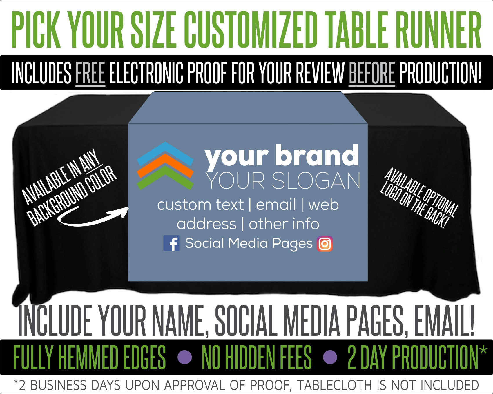 Pick-a-size Custom Full Color Table Runner - Etsy
