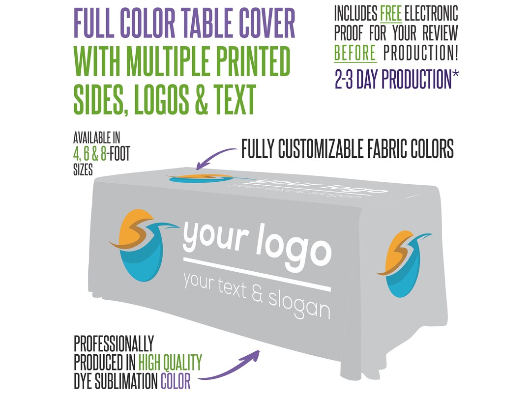Custom Premium Table Cover With Multiple Printable Sides Including Your ...