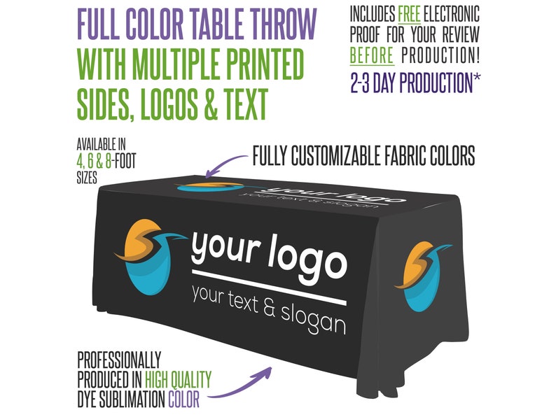Custom Premium Table Throw With Multiple Printable Sides Including Your ...