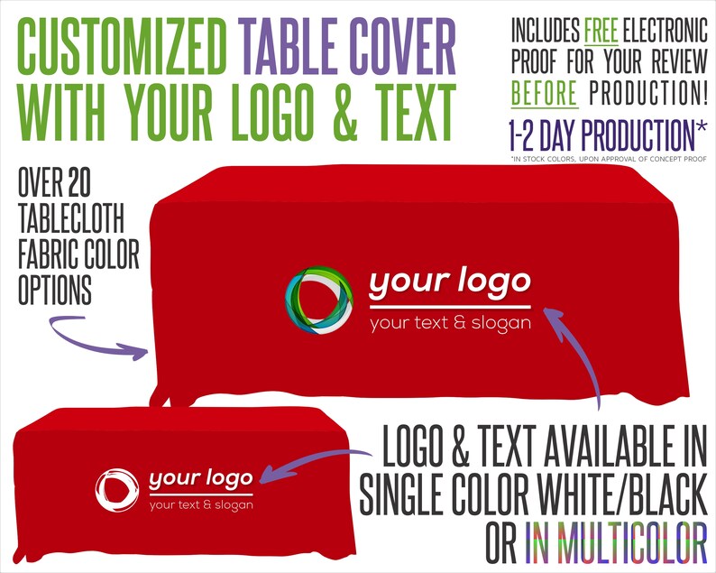 Your Logo Custom Table Cover With Logo and Fabric Color - Etsy