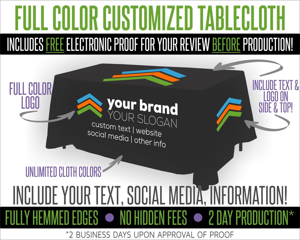 Full Color, Fully Customized Premium Sublimation Tablecloth - Etsy