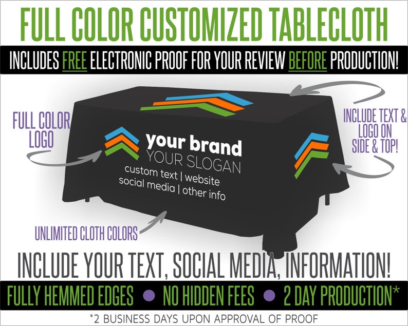 Full Color, Fully Customized Premium Sublimation Tablecloth - Etsy