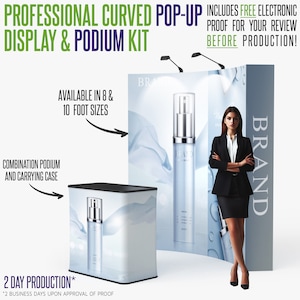 Custom Curved Pop-up Display System & Podium Kit - Full Color Graphics ...