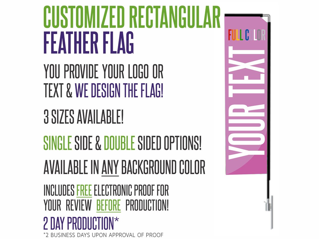 Custom Feather Flag - Rectangular Style - Multiple Sizes! Single or ...