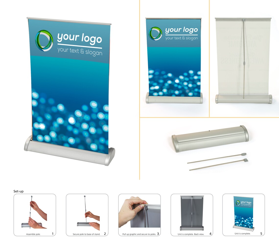 Full Color Custom Retractable Tabletop Size Banner System - Etsy