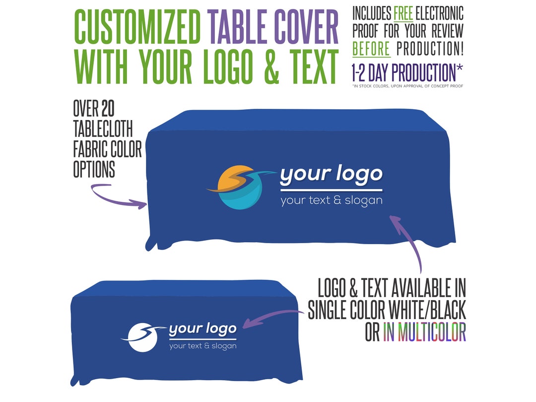 Your Logo Custom Table Cover With Logo and Fabric Color Options - Etsy