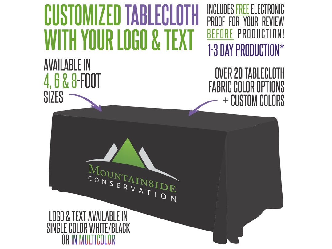 Your Logo Custom Tablecloth With Logo and Fabric Color Options ...