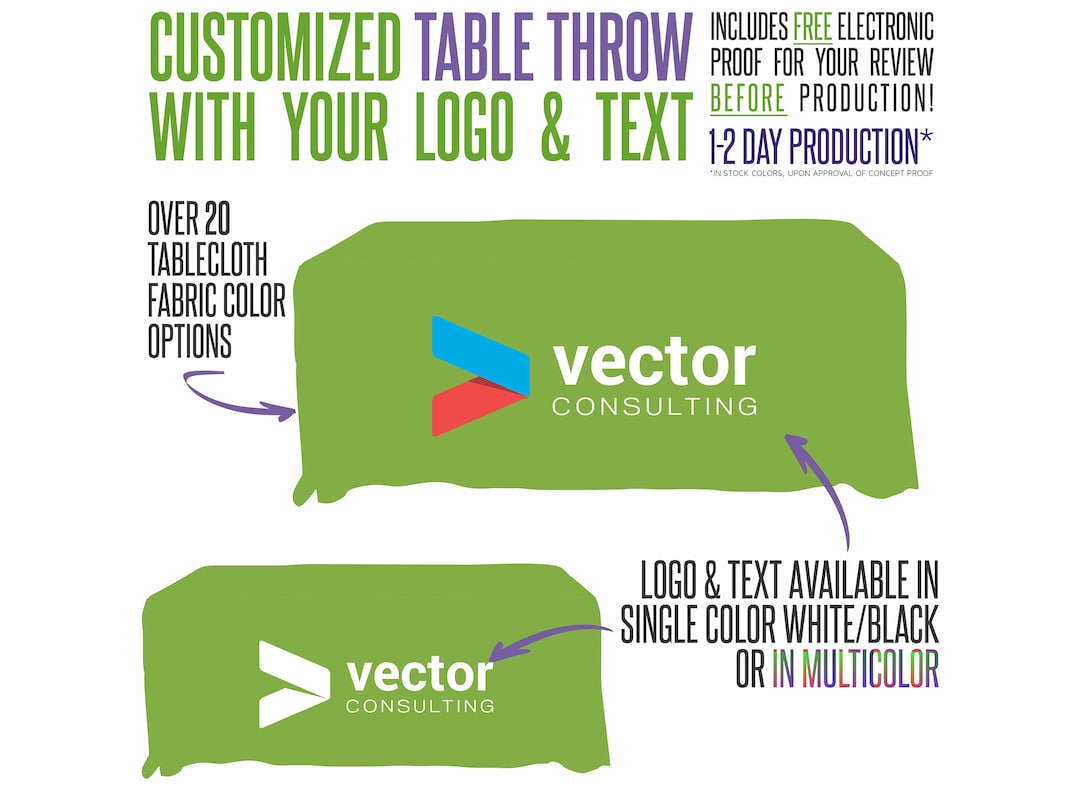 Your Logo Custom Table Throw With Logo and Fabric Color Options - Etsy
