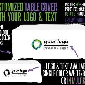 Your Logo Custom Table Cover With Logo and Fabric Color Options ...