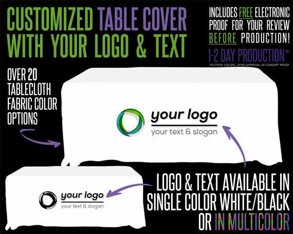 Your Logo Custom Table Cover With Logo and Fabric Color - Etsy