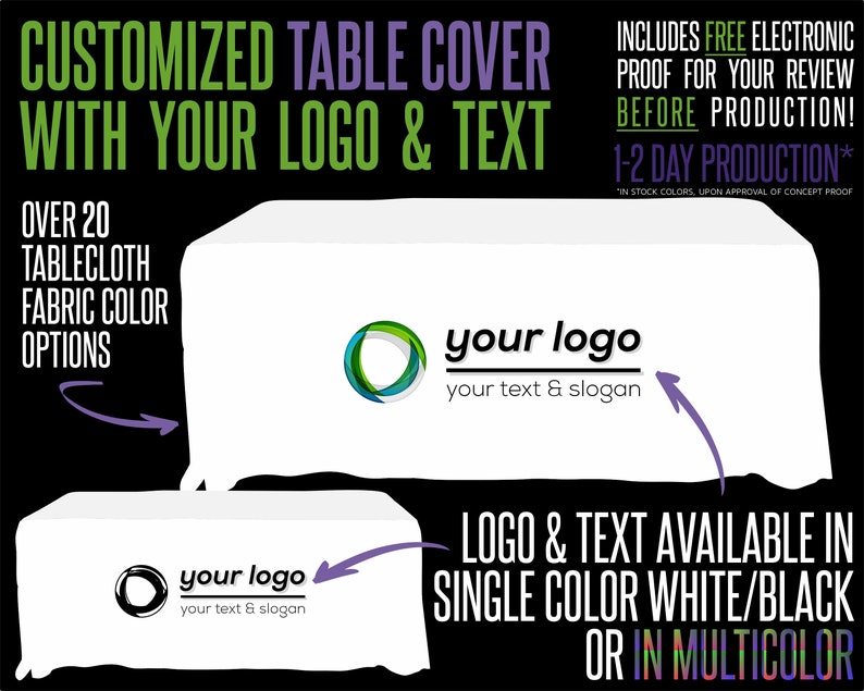 Your Logo Custom Table Cover With Logo and Fabric Color - Etsy