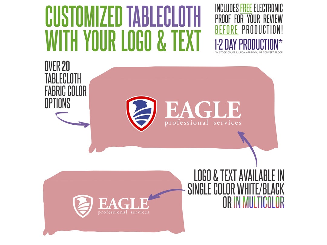 Your Logo Tablecloth With Logo and Fabric Color Options - Includes Free ...