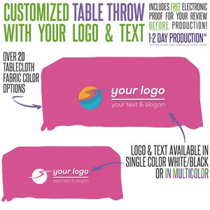 Your Logo Custom Table Throw With Logo and Fabric Color Options - Etsy