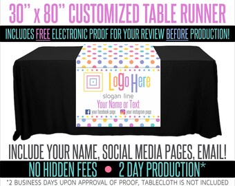 30 X 80 Full Color Table Runner With Your Logo in | Etsy