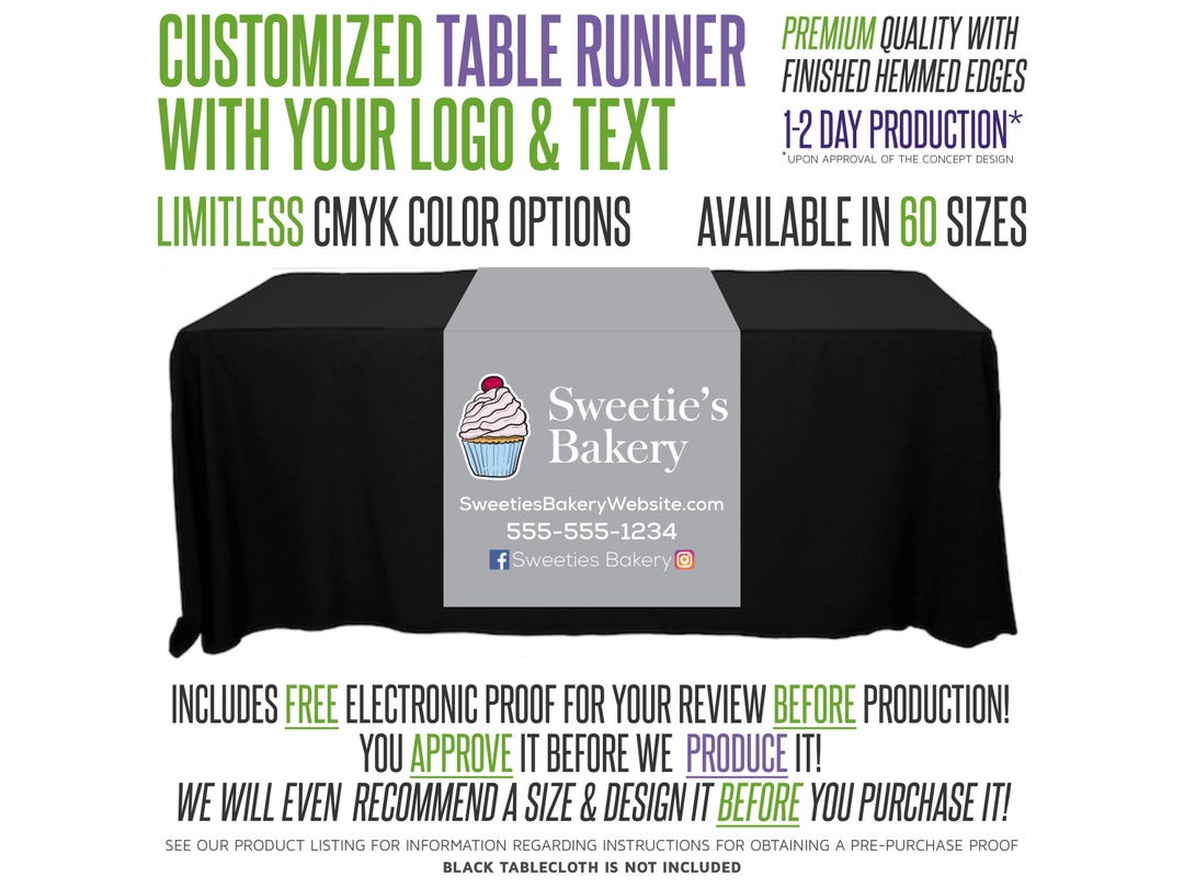 Custom Full Color Table Runner With Free Proof & 60 Size Options ...