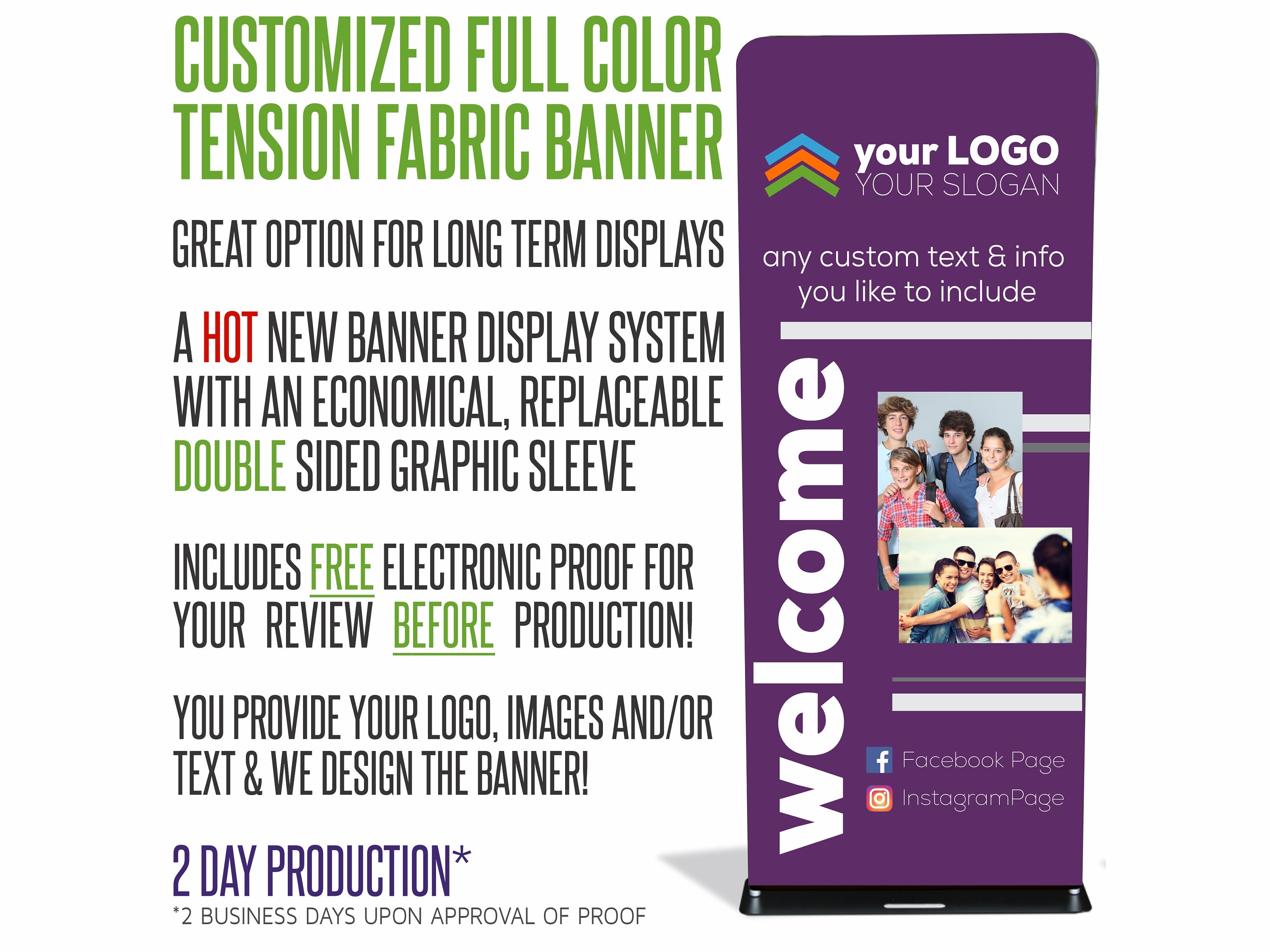 Full Color Custom Tension Fabric Tube Frame Banner - Double Sided! - Etsy