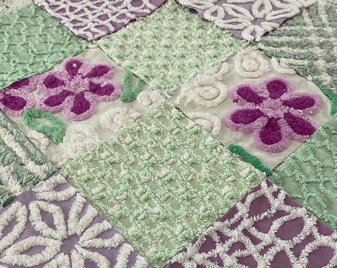 Green, Purple, Lavender QUILT Kit From Vintage Chenille Bedspreads - Etsy