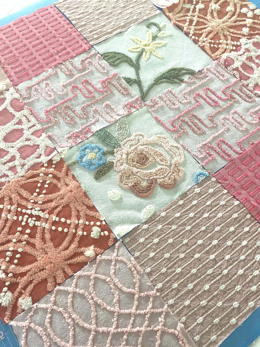 Pinks and Rose QUILT Kit From Vintage Chenille Bedspreads - Etsy
