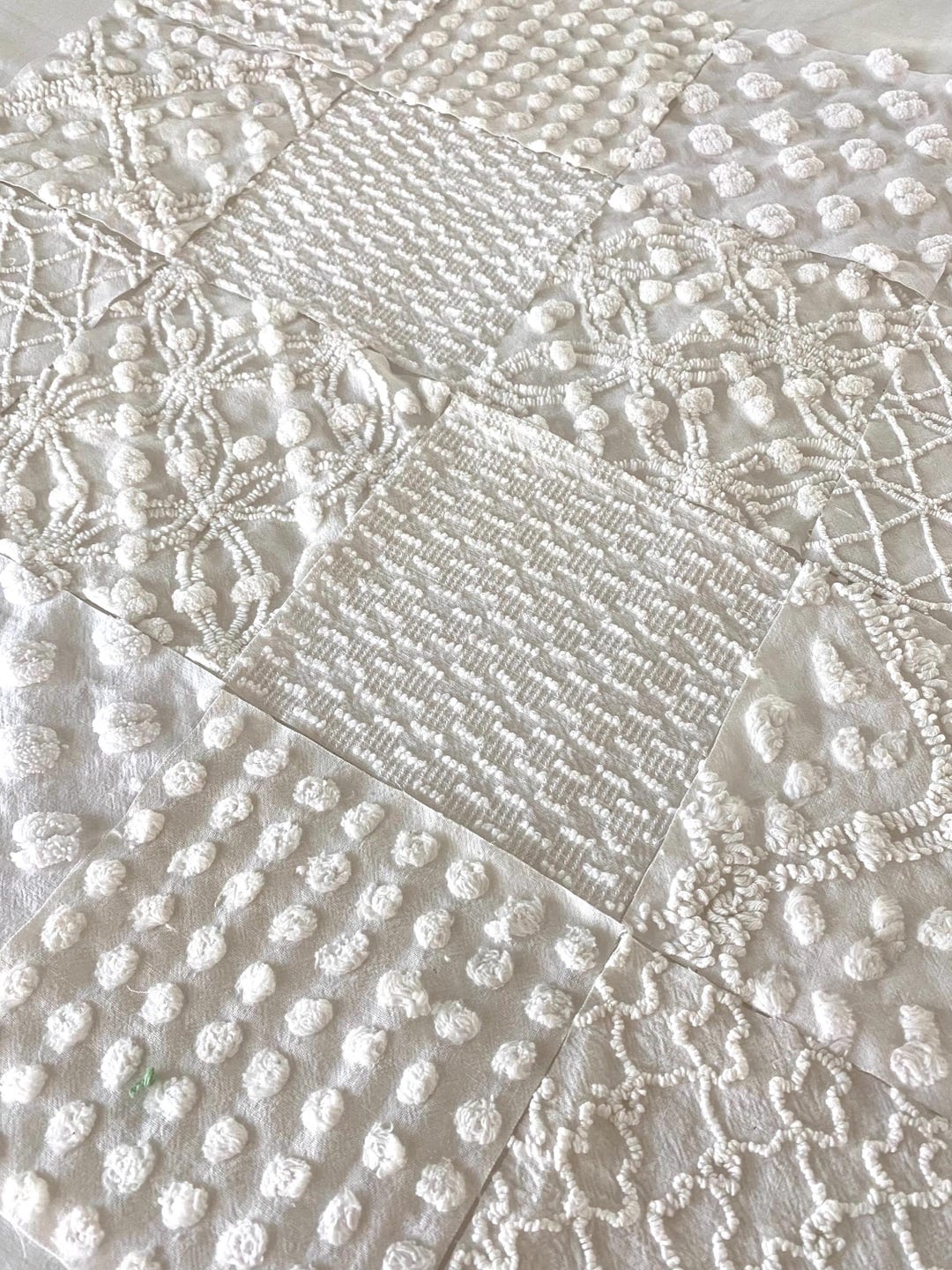Wonderful White Quilt Kit From Vintage Chenille Bedspreads #1 - Etsy