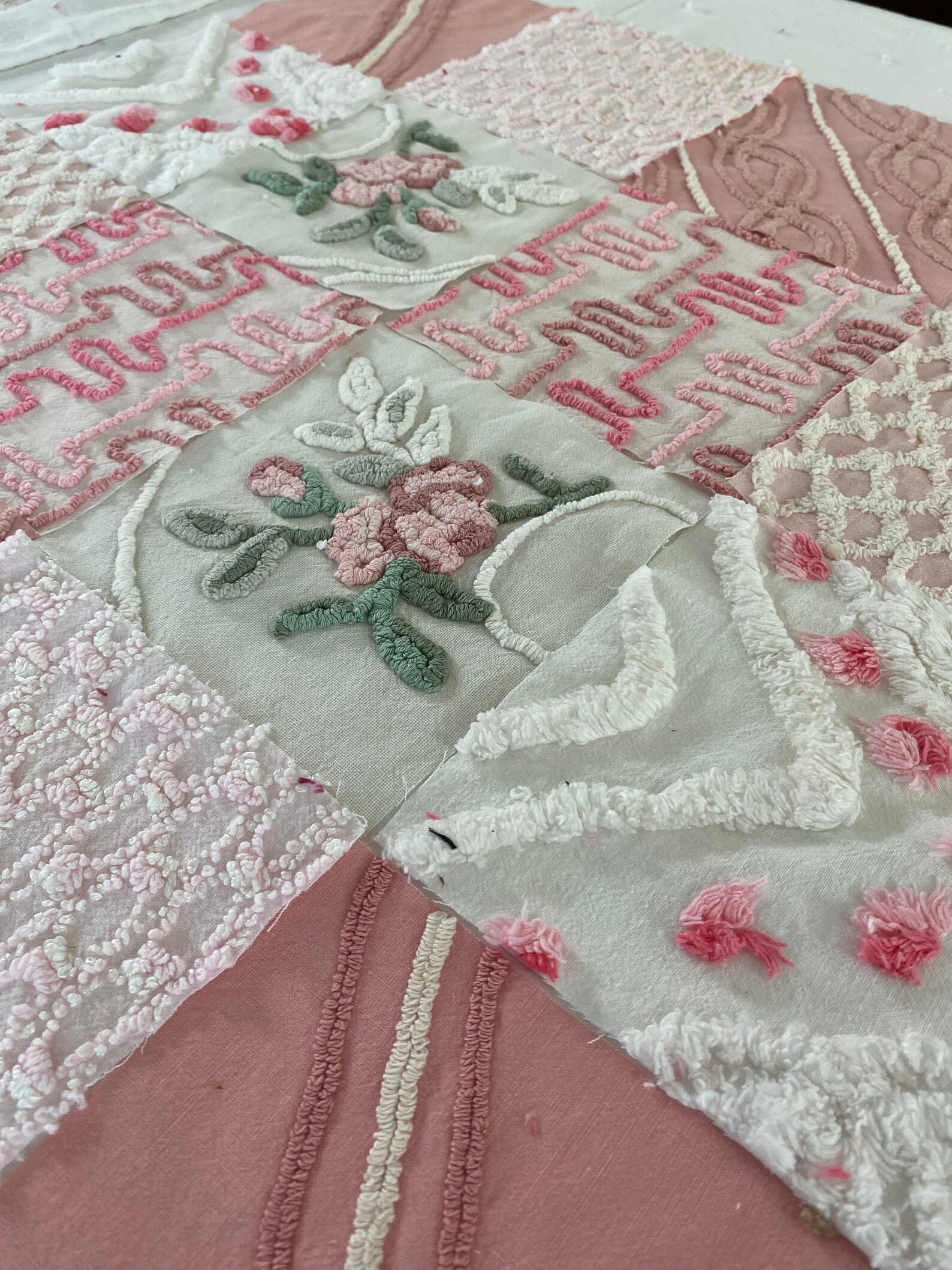 Rose Pinks QUILT Kit From Vintage Chenille Bedspreads - Etsy