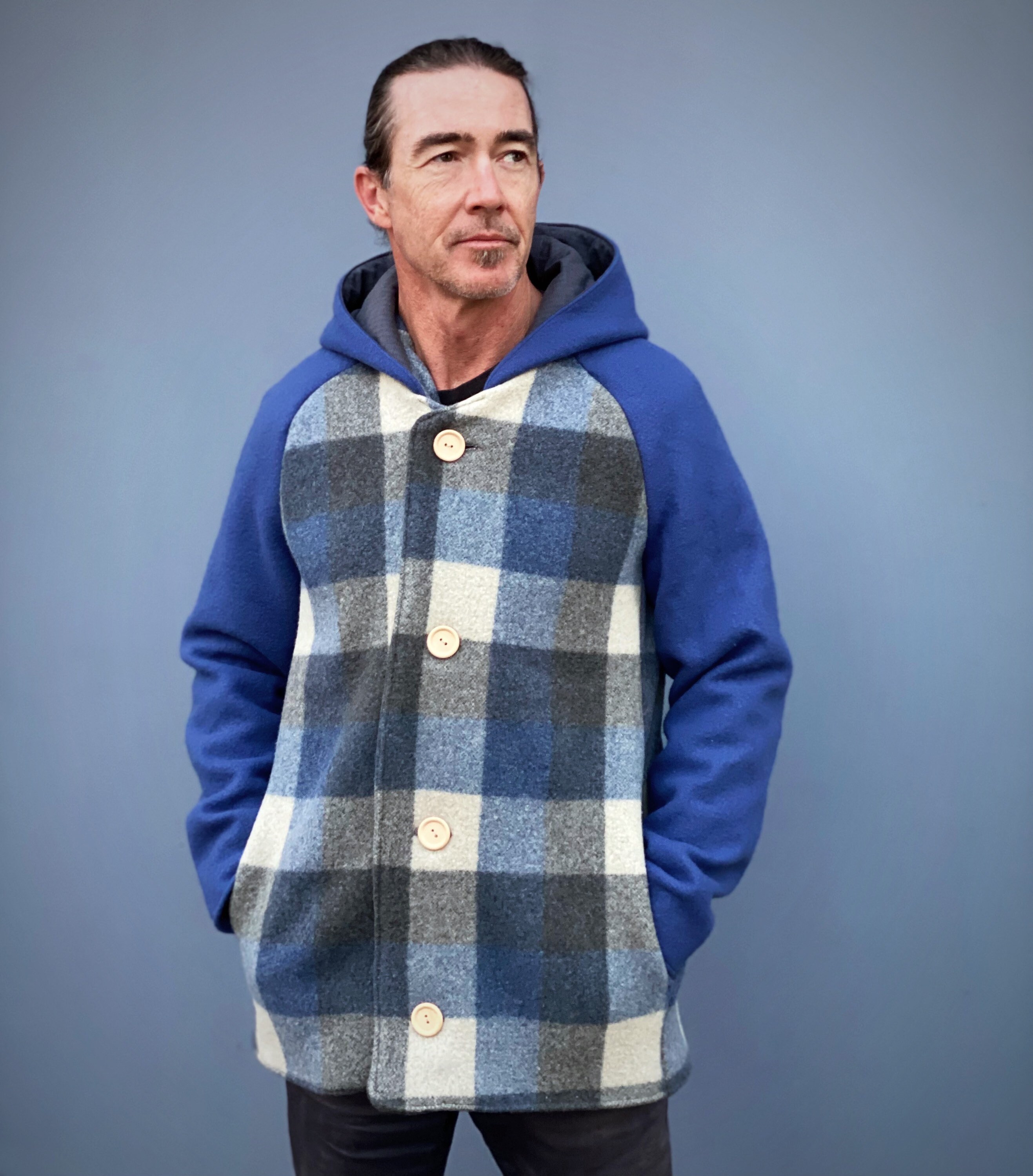 Mens Size M Upcycled Wool Blanket Jacket, Wool Duffel Coat for Men ...