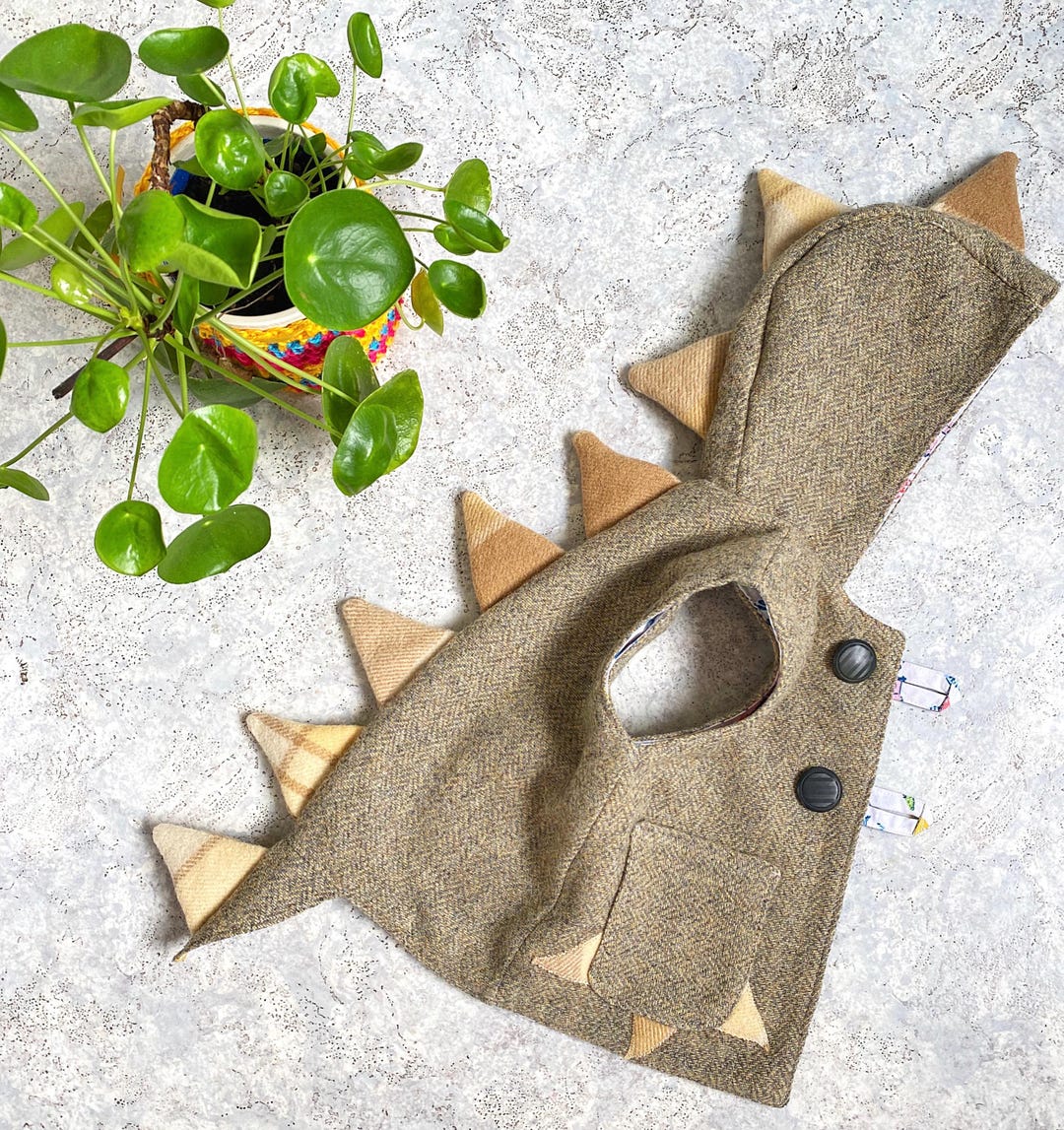 Size 1 Handmade Wool Dinosaur Vest, Kids Dino Print Lined Jacket, Wool ...