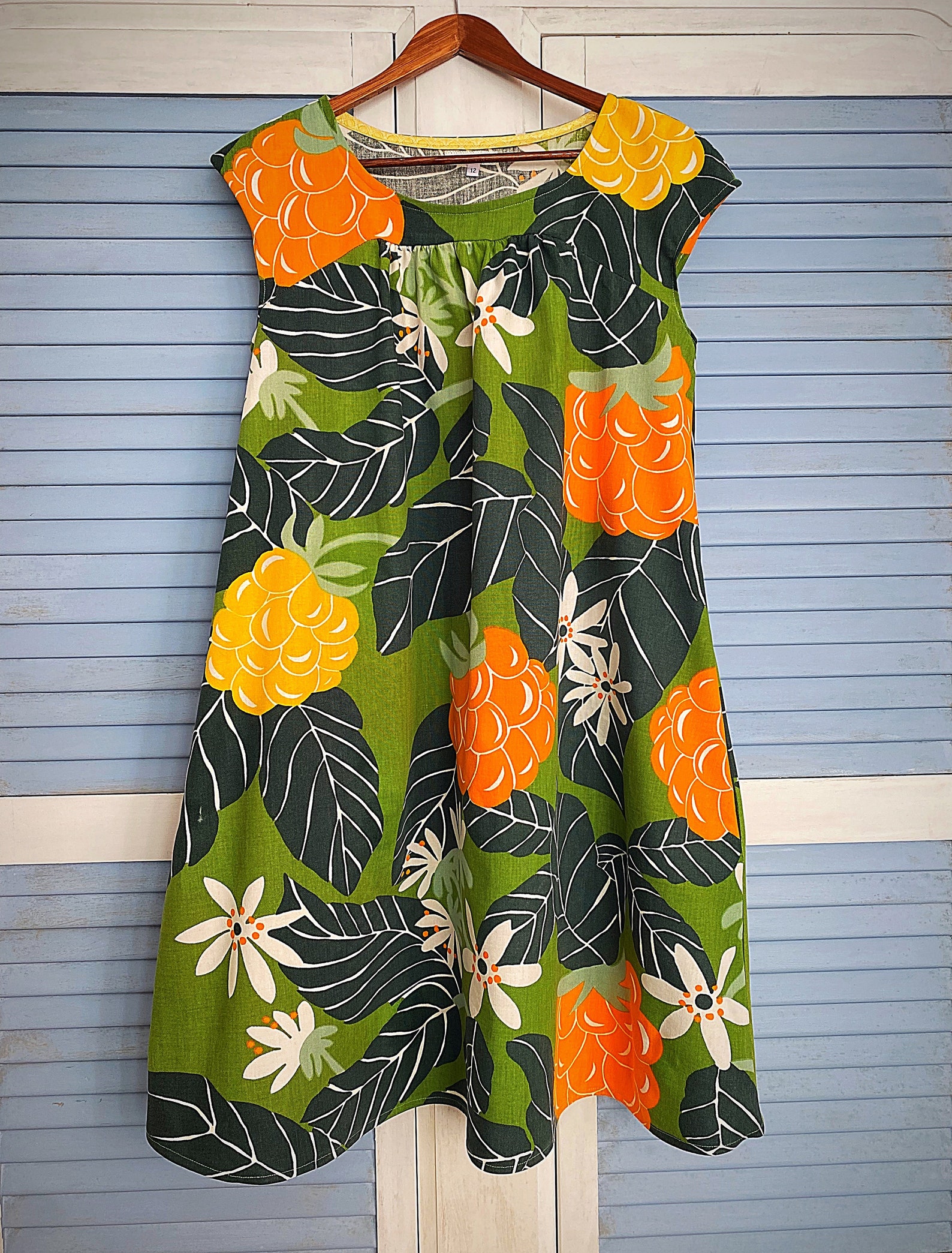 Repurposed Vintage Scandi Cotton Drill Dress Size AU12 or US8, Green ...