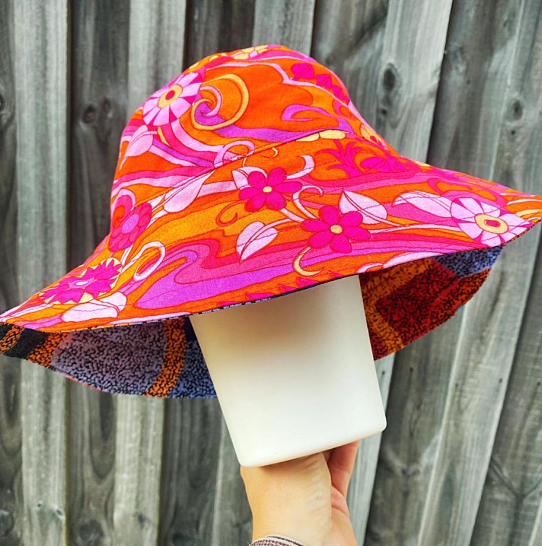 Reversible Sun Hat, Upcycled Colourful Women's Hat, Australian Bucket ...