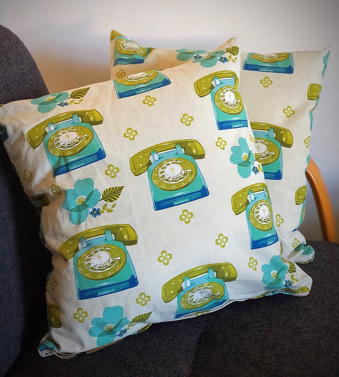 Retro Print Telephone Cushion Covers (2), Retro Cushion, Retro Cushion ...