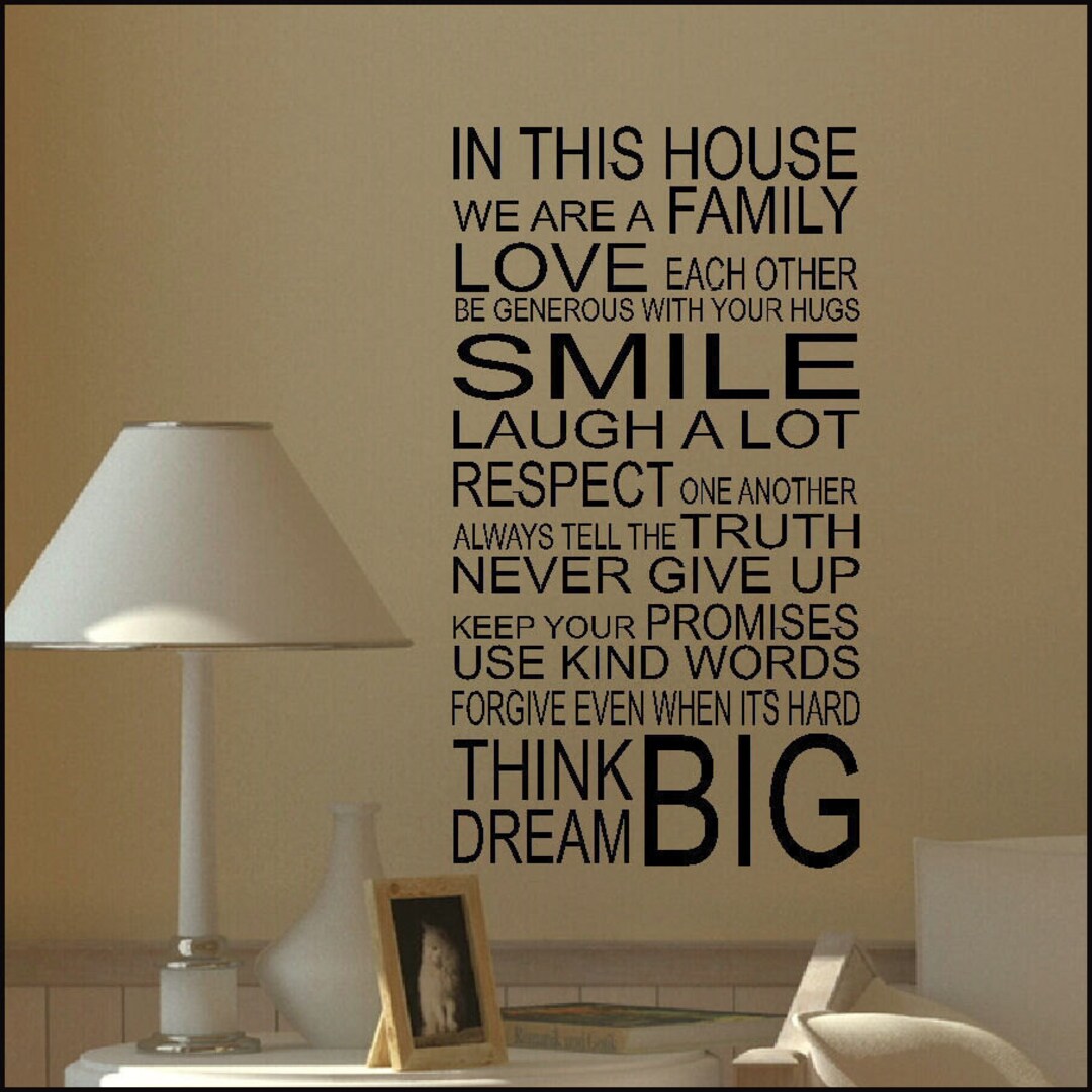 Large Quote House Rules Family Love Smile Wall Sticker - Etsy