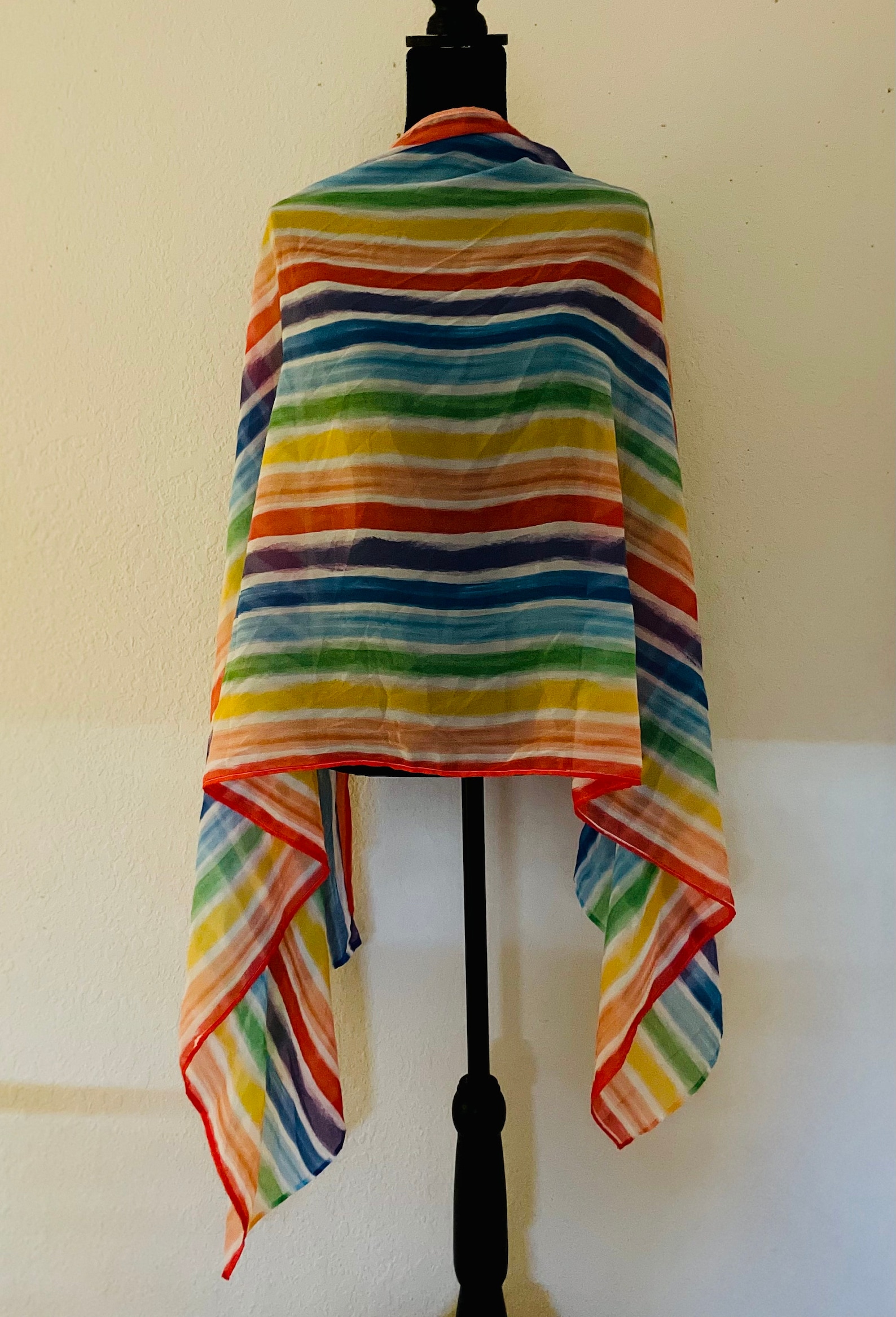Rainbow Colors Chiffon Shawl - Etsy
