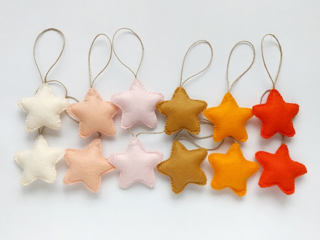 Felt Star Ornaments, Set of 12 - Party Favors, Stocking Fillers, Gift ...