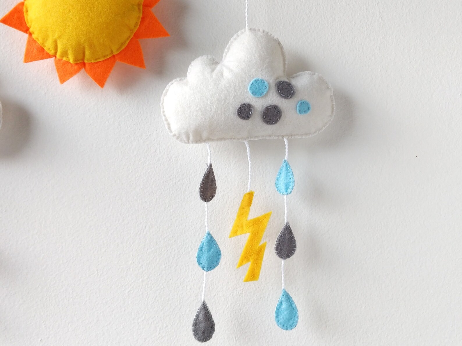Felt Sun Clouds Rainbow Raindrops Wall Hanging Wall Baby - Etsy