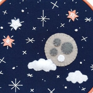 Night Sky #40 Embroidery Hoop Art With the Moon, Clouds and Stars - Etsy