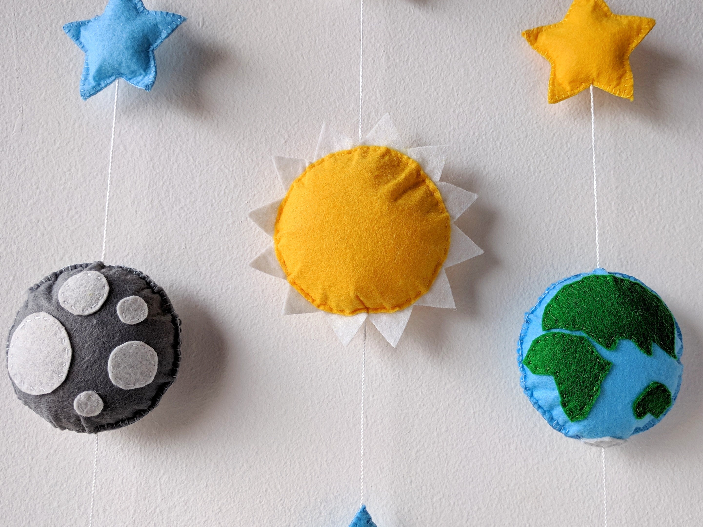 Felt Solar System Mobile: Sun, Earth, Moon & Stars Nursery Decor - Etsy