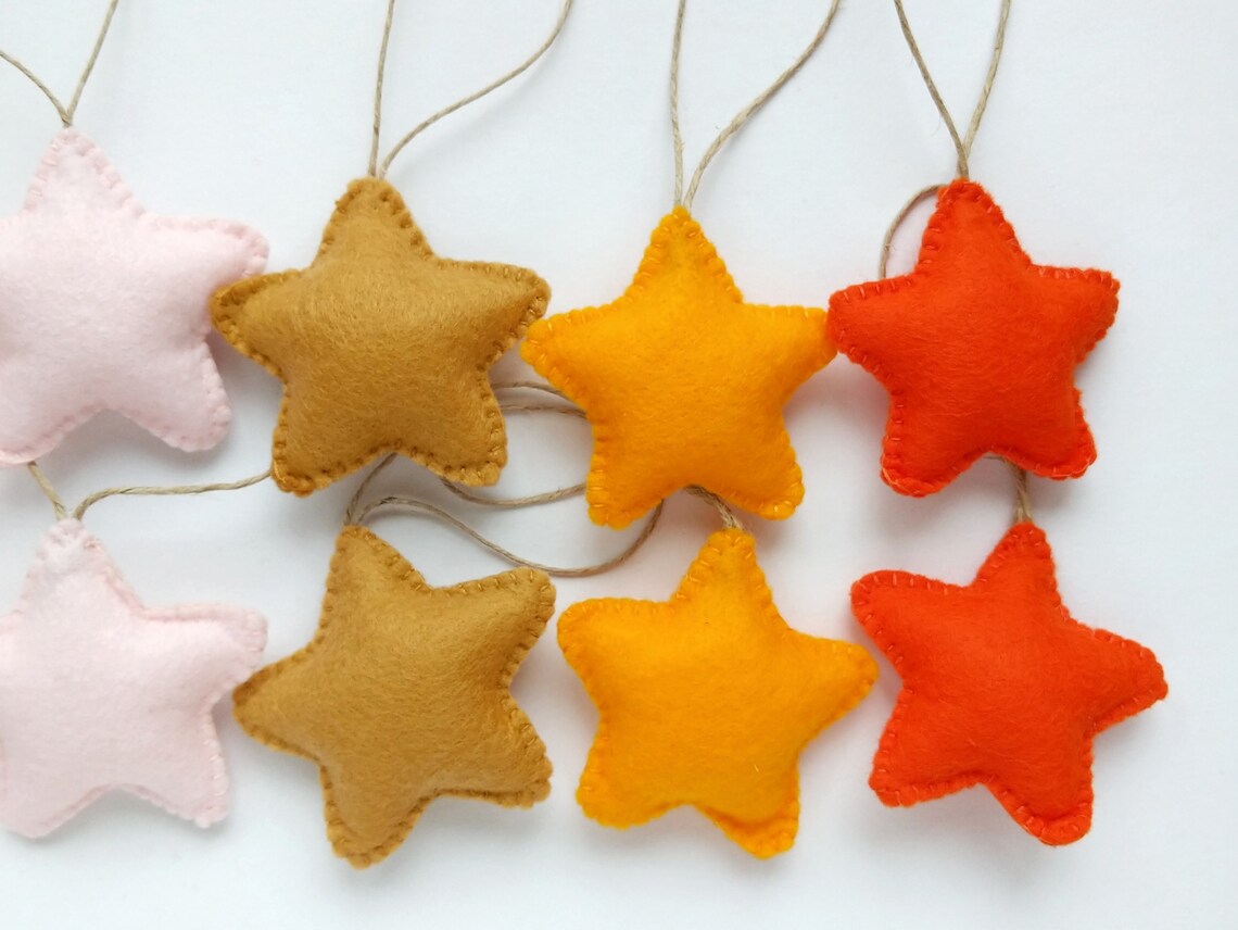 Felt Star Ornaments, Set of 12 - Party Favors, Stocking Fillers, Gift ...
