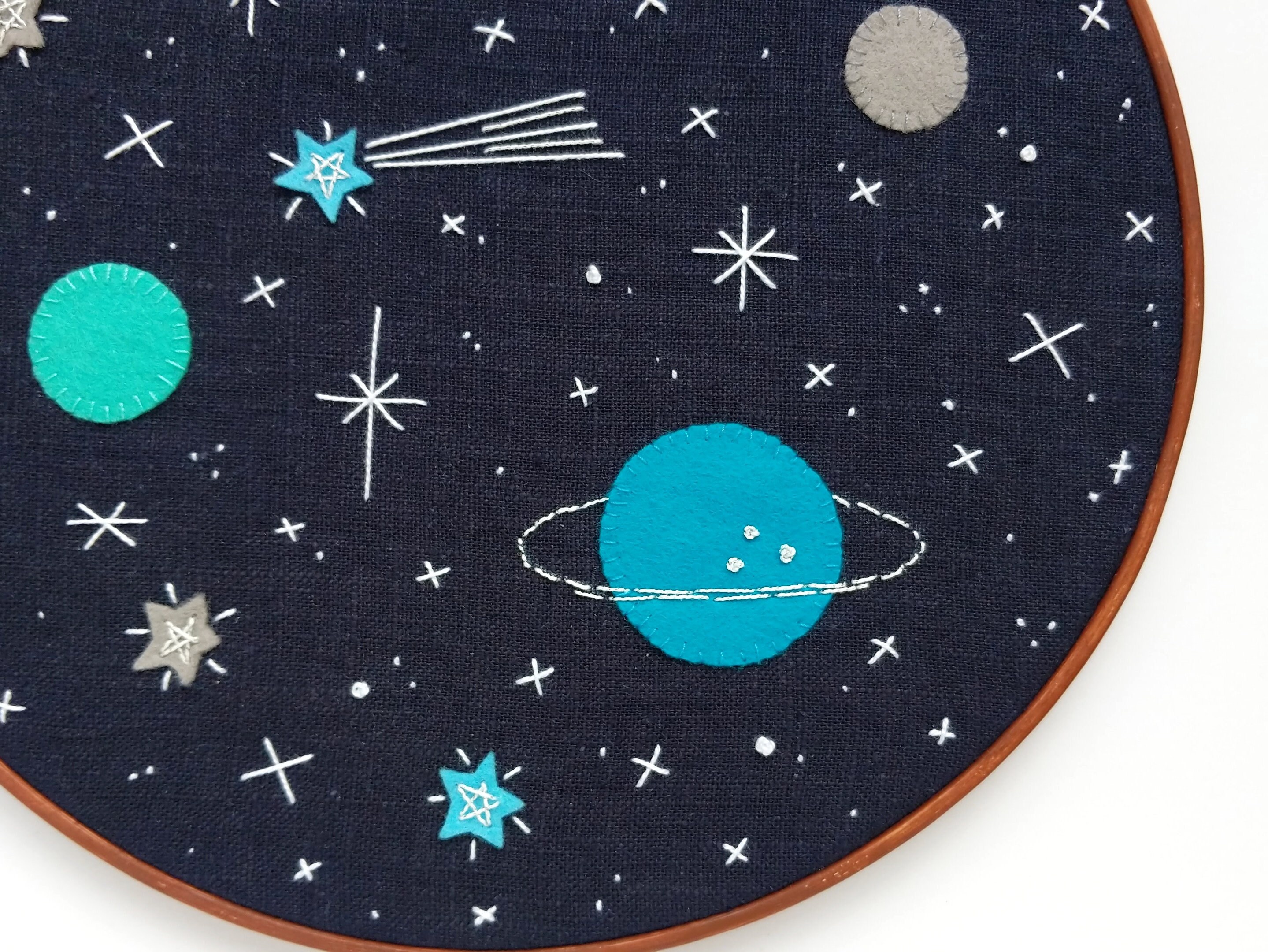 Night Sky 38 Embroidery Hoop Art With Planets and Stars - Etsy