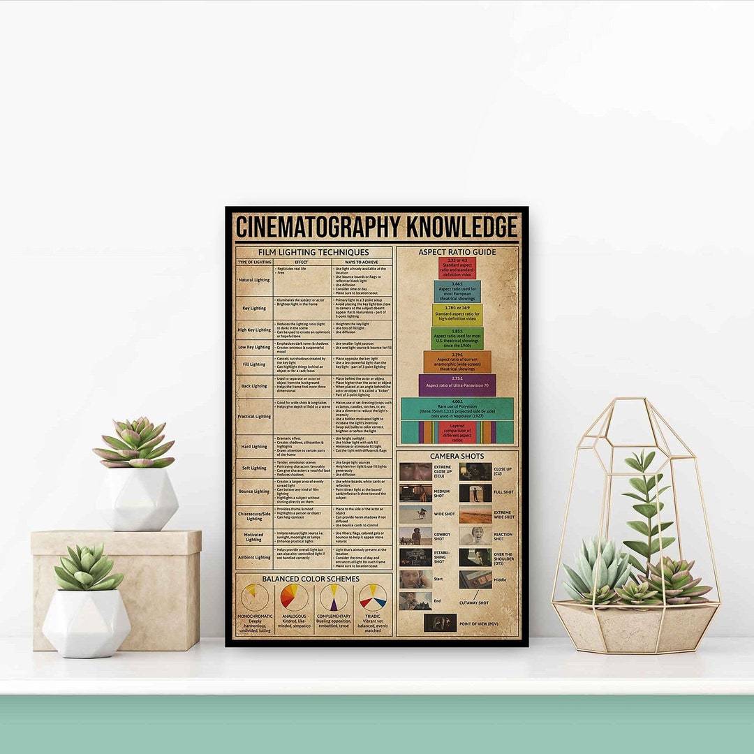 Cinematography Knowledge Poster, Film Lighting Techniques Aspect Ratio ...
