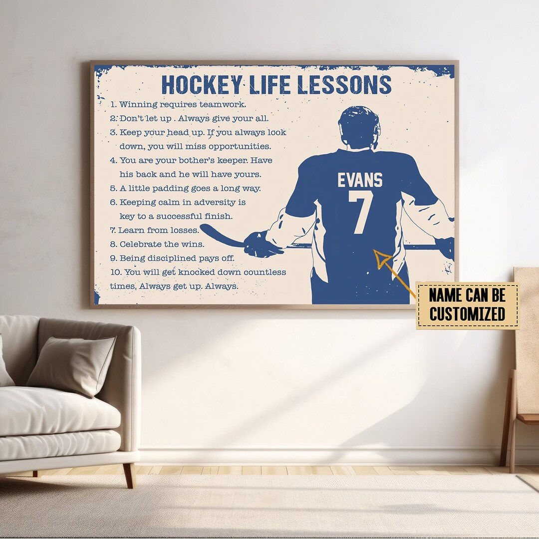 Personalized Hockey Life Lessons Poster, Hockey Wall Hanging, Hockey ...