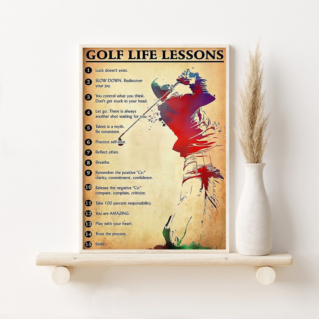 Golf Life Lessons Poster, Golf Wall Hanging, Golf Man Room Decor, Gift ...